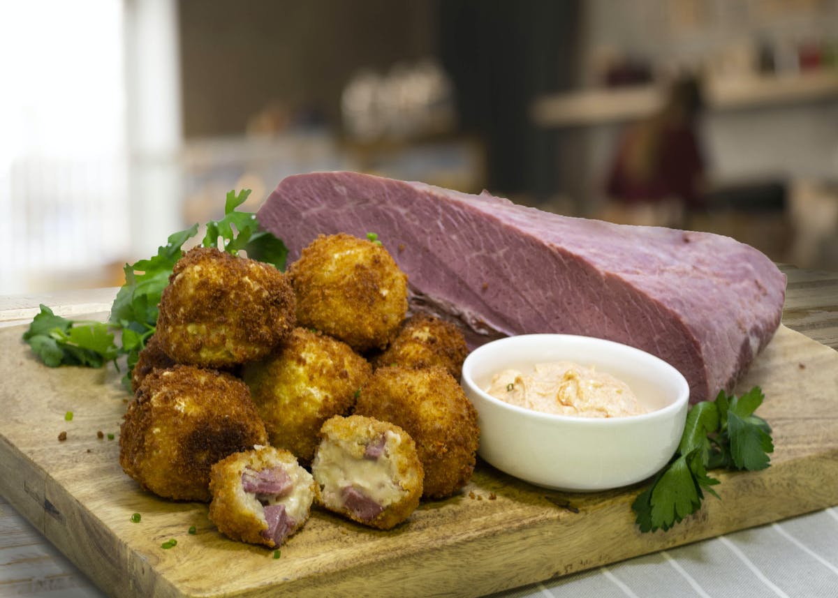 Corned Beef Hash Croquettes With Roast Garlic Aioli